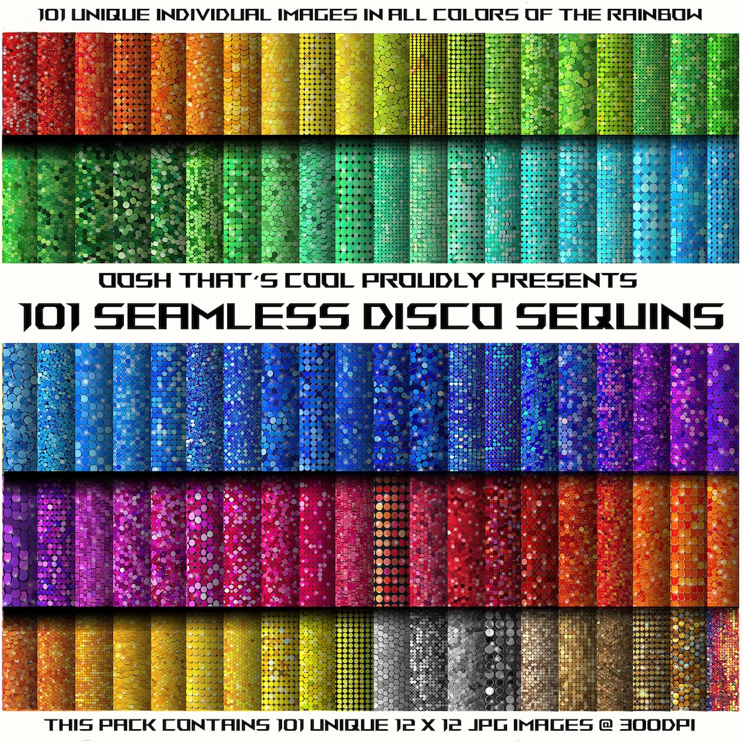 101 Rainbow Sequins| Seamless Designs | 101 Awesome Patterns | Tile ...