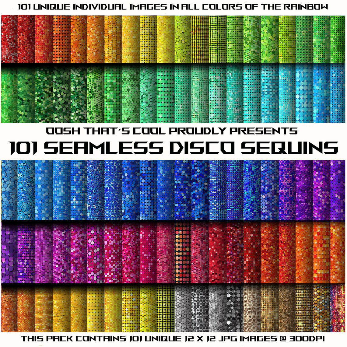 101 Rainbow Sequins| Seamless Designs | 101 Awesome Patterns | Tile ...