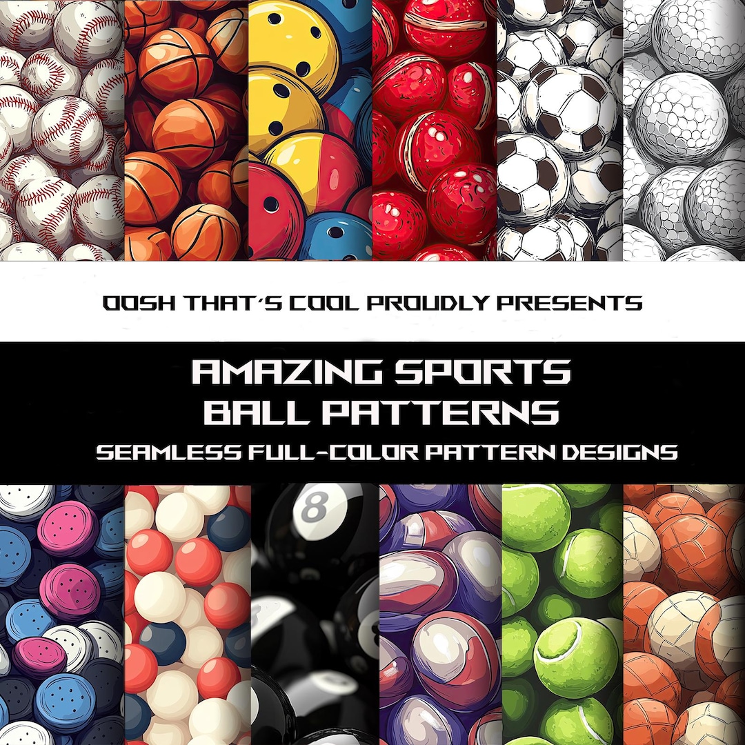 Sports Ball Seamless Patterns: JPG, PNG, SVG (digital Download) - Etsy