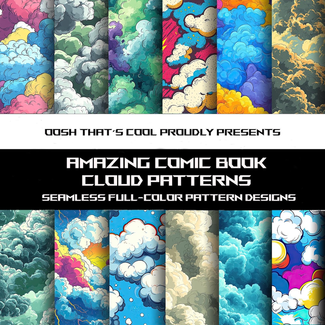 Comic Book Clouds| Seamless Designs | 12 Awesome Patterns | Tile ...
