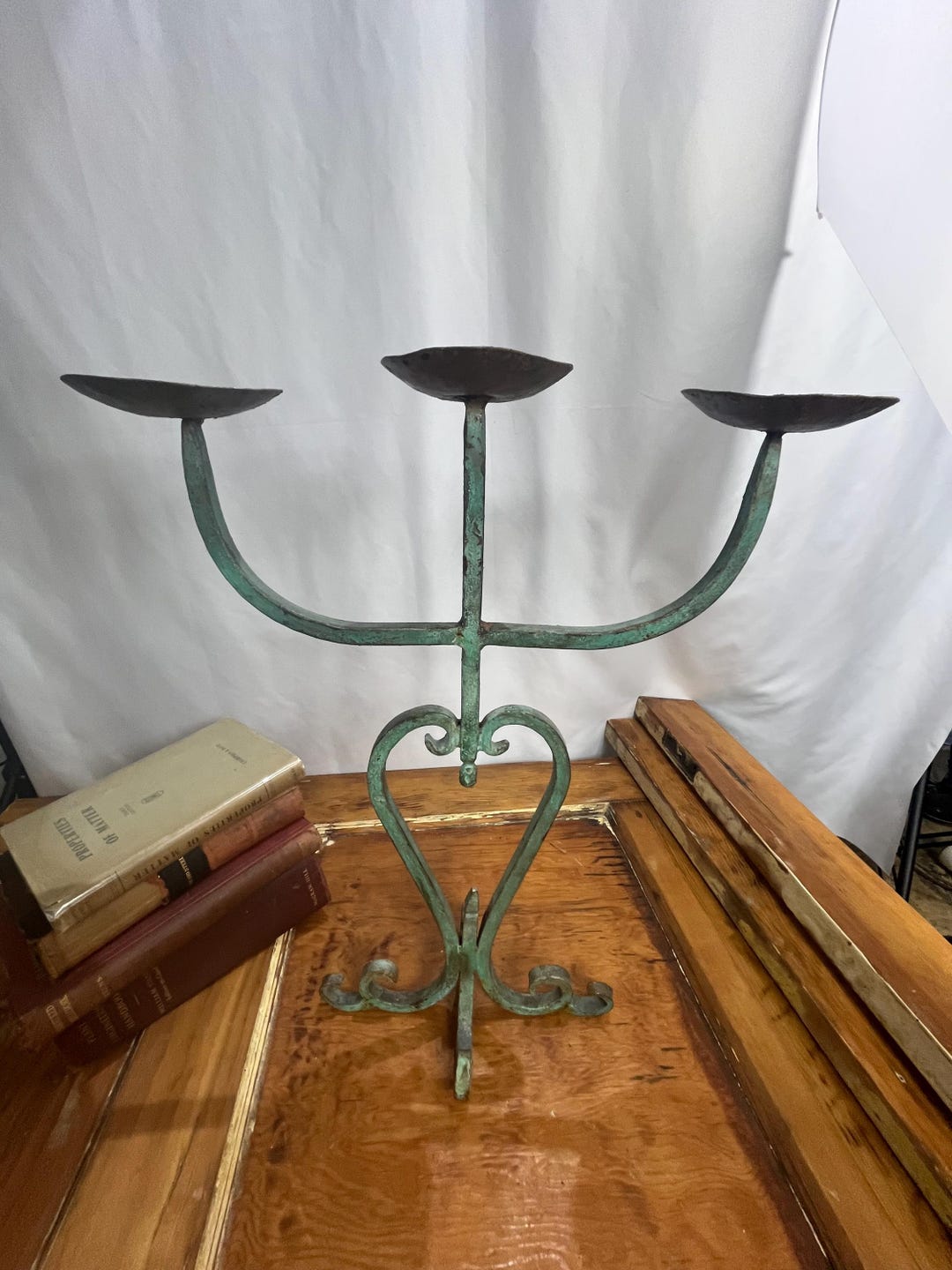 Hand-forged Steel Candelabra - Unique Patina Finish, 22