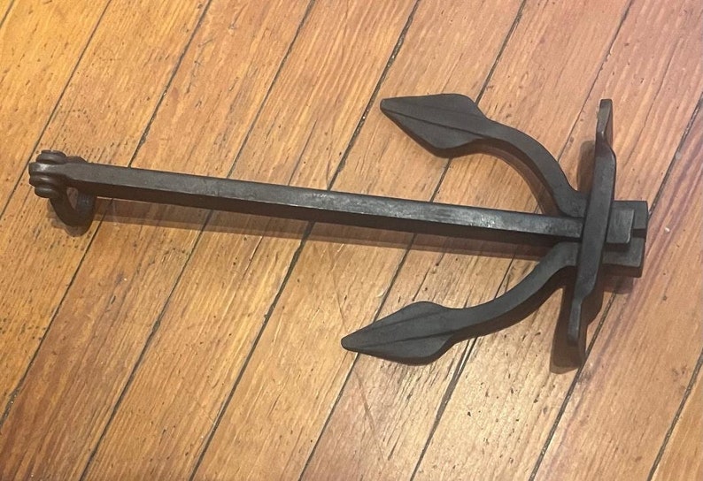 Boat Anchor Showpiece, Unique Forged Iron Nautical Decor, Small Craft ...