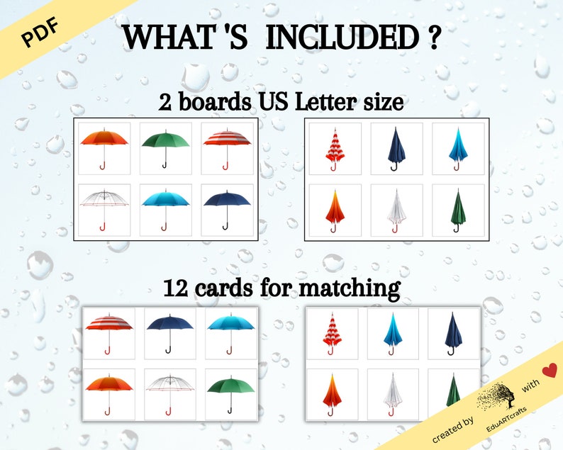MATCHING GAME - Umbrellas • Printable Activity for Kids • Toddlers and ...
