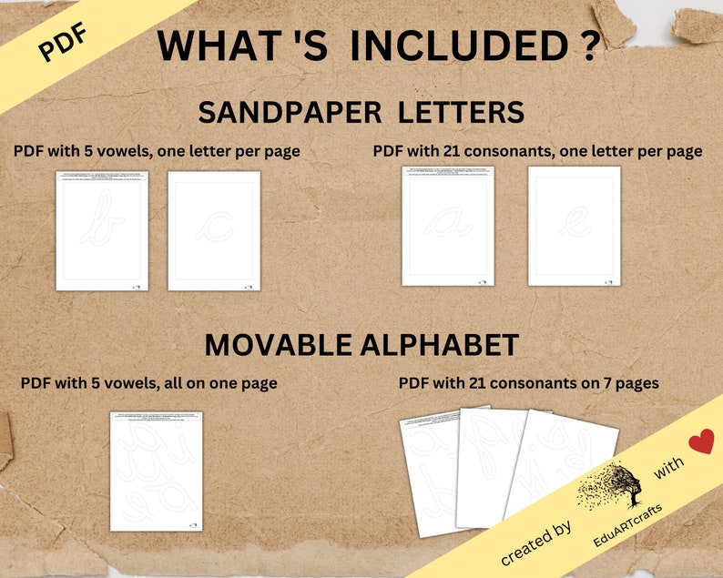 Montessori Lowercase Cursive Alphabet, Movable & Sandpaper Letters ...