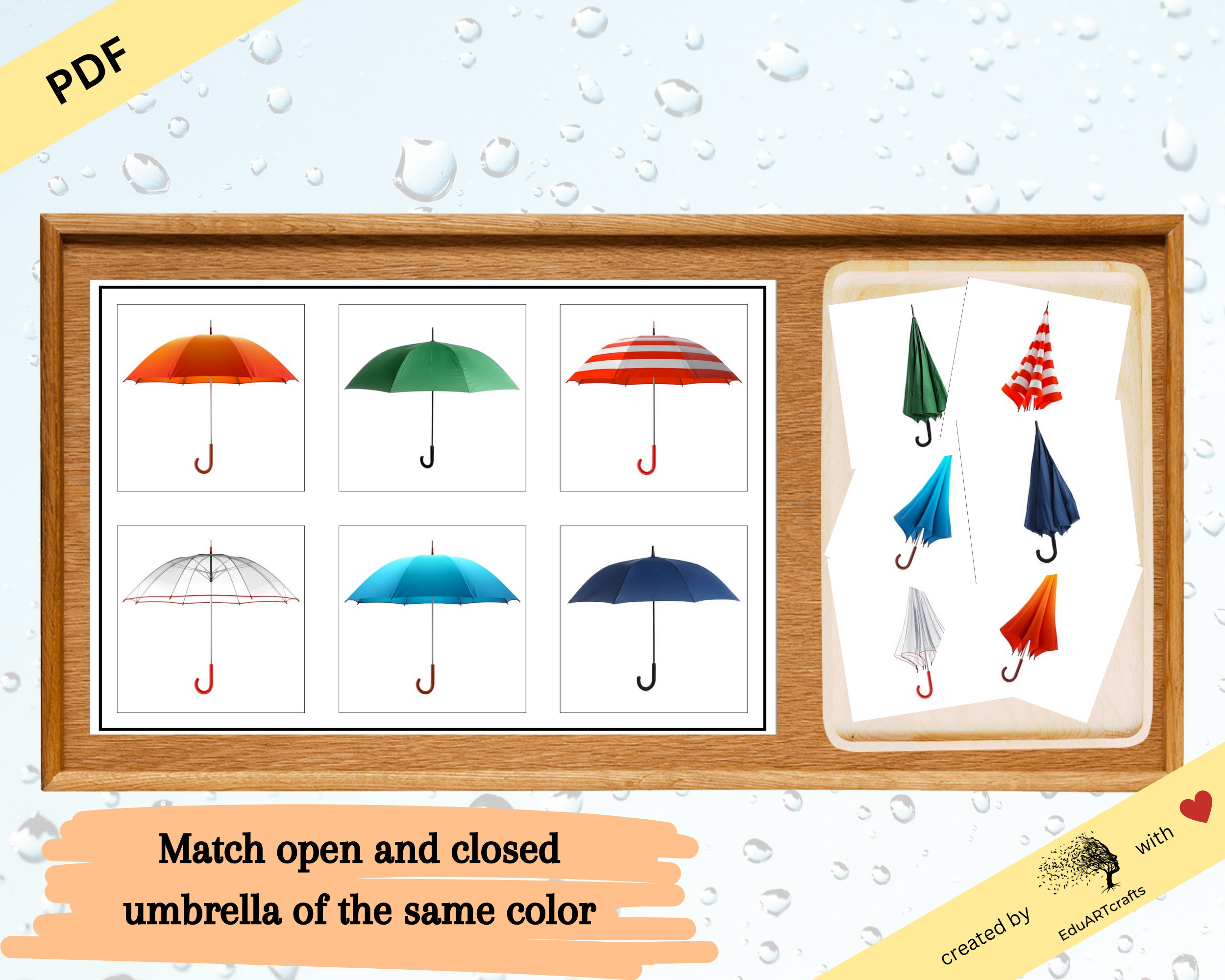 MATCHING GAME - Umbrellas • Printable Activity for Kids • Toddlers and ...