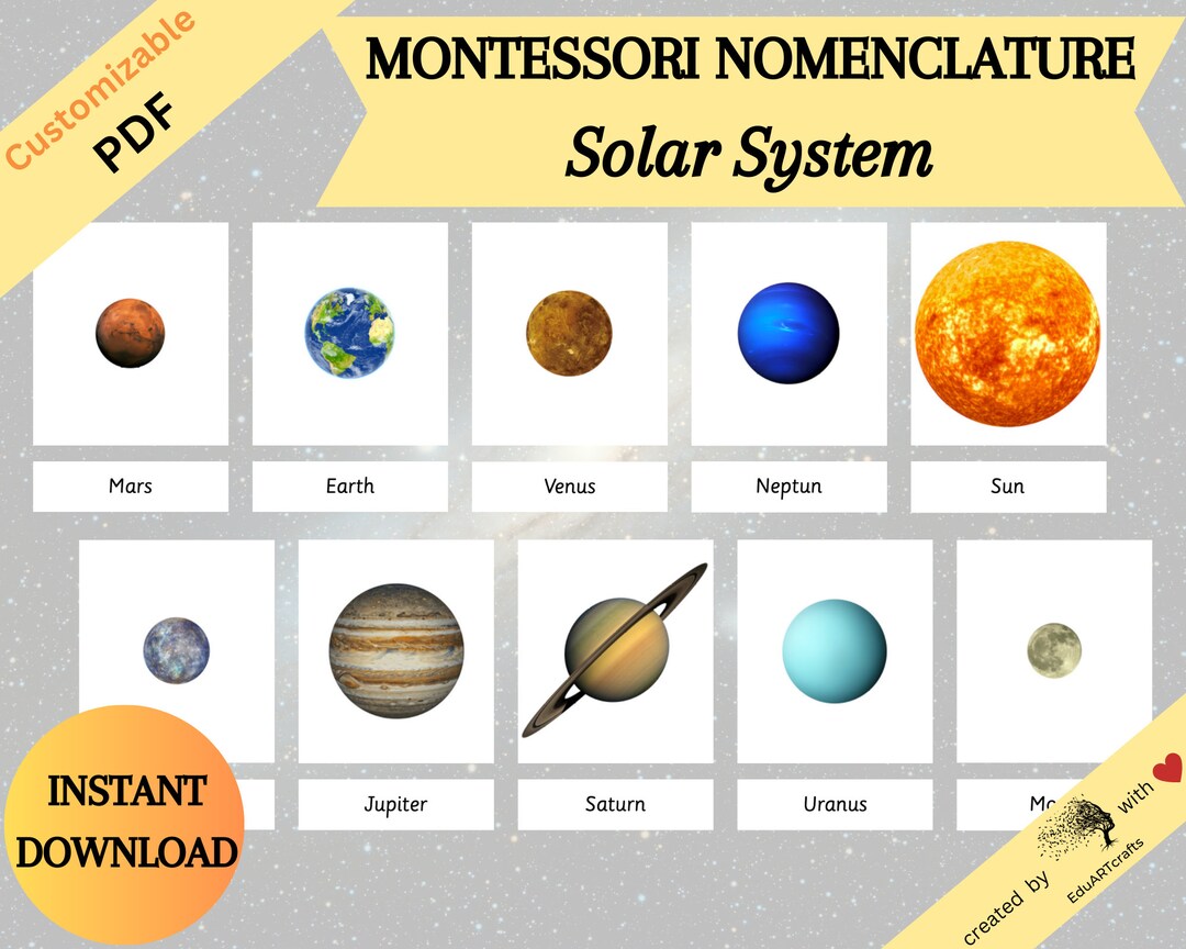 SOLAR SYSTEM | Nomenclature / 3-part Cards • Printable Activity for ...