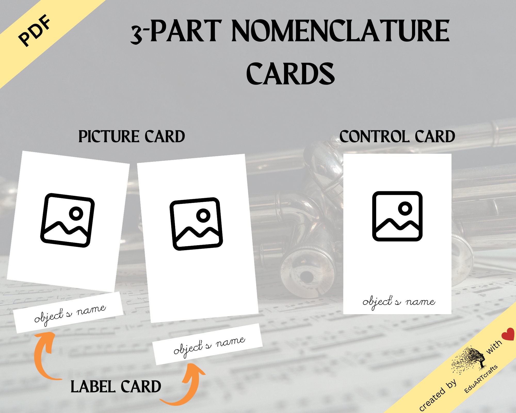 BRASS WIND INSTRUMENTS Nomenclature Montessori Kids Learning Printable ...