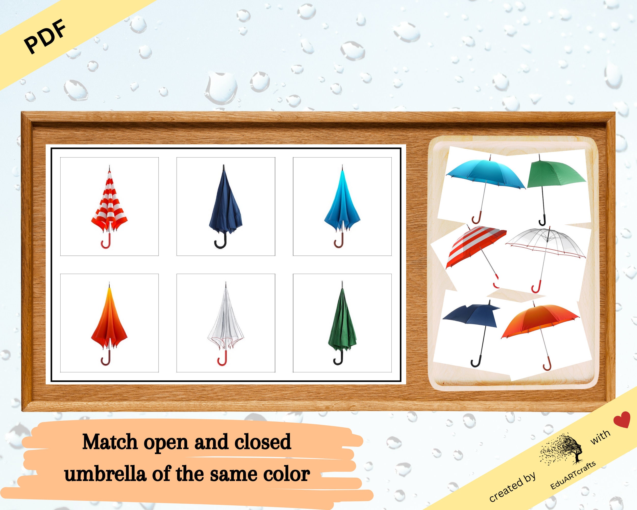 MATCHING GAME - Umbrellas • Printable Activity for Kids • Toddlers and ...