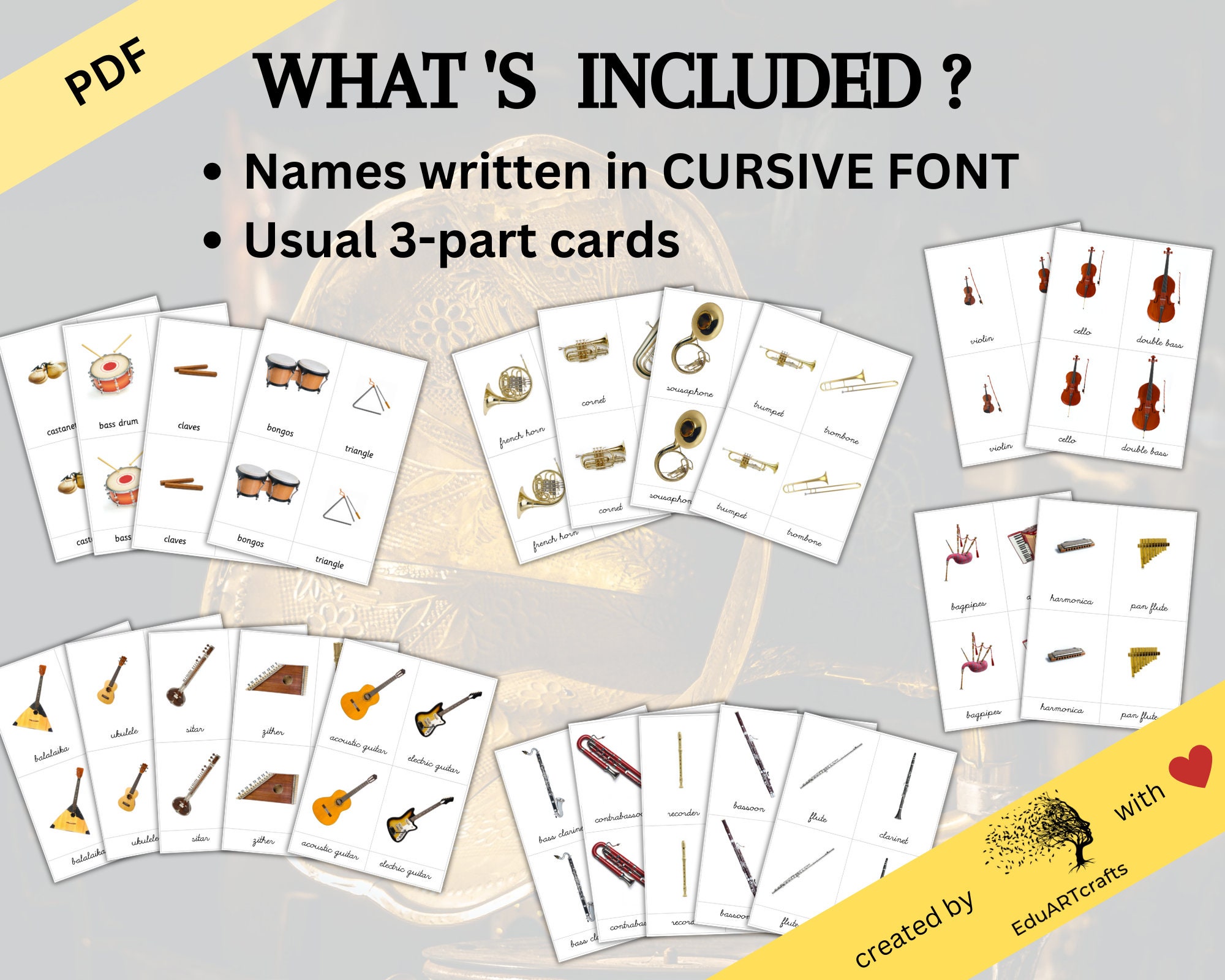 Montessori Printable 3-part Cards for Homeschool Learning and Preschool ...