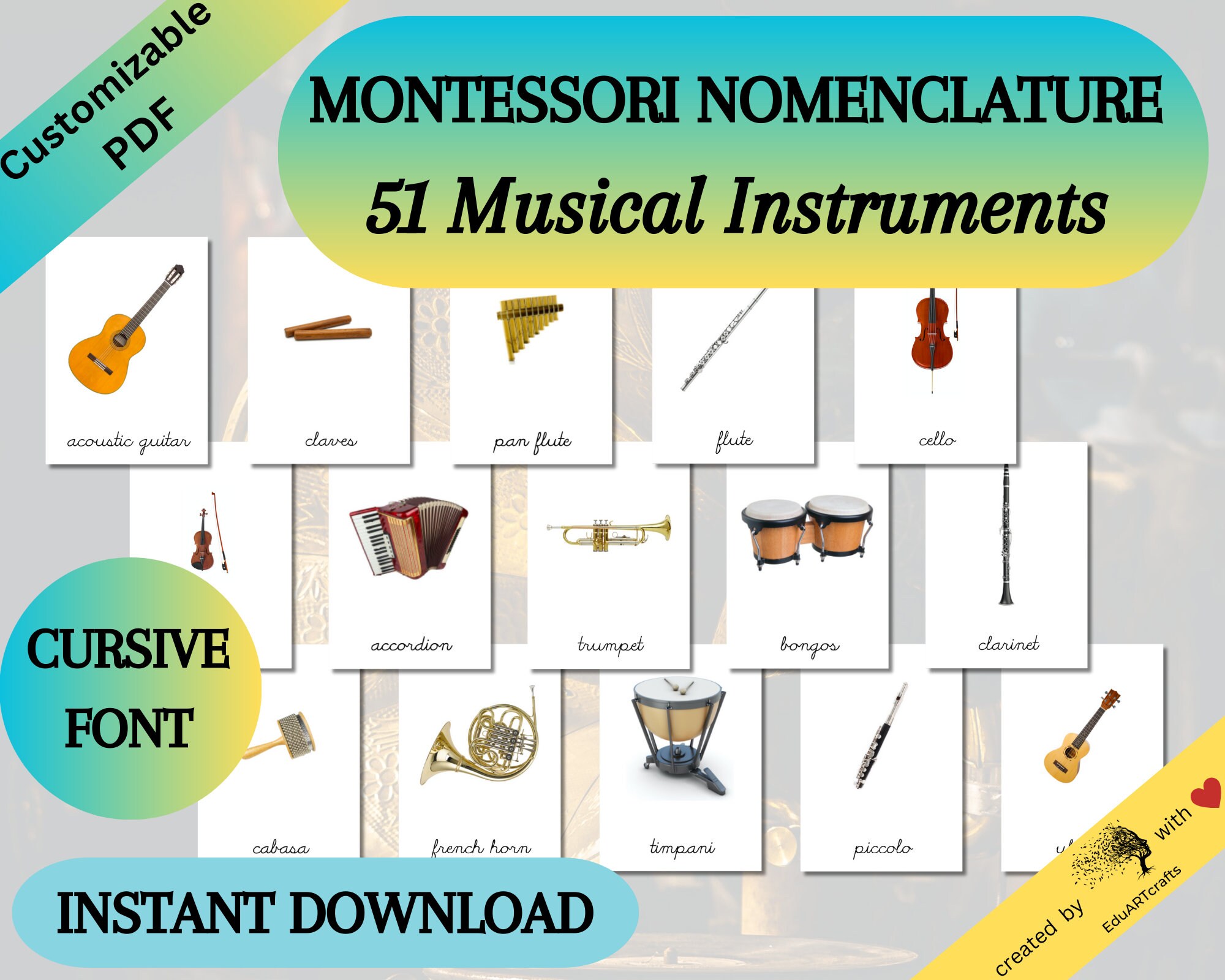 Montessori Printable 3-part Cards for Homeschool Learning and Preschool ...