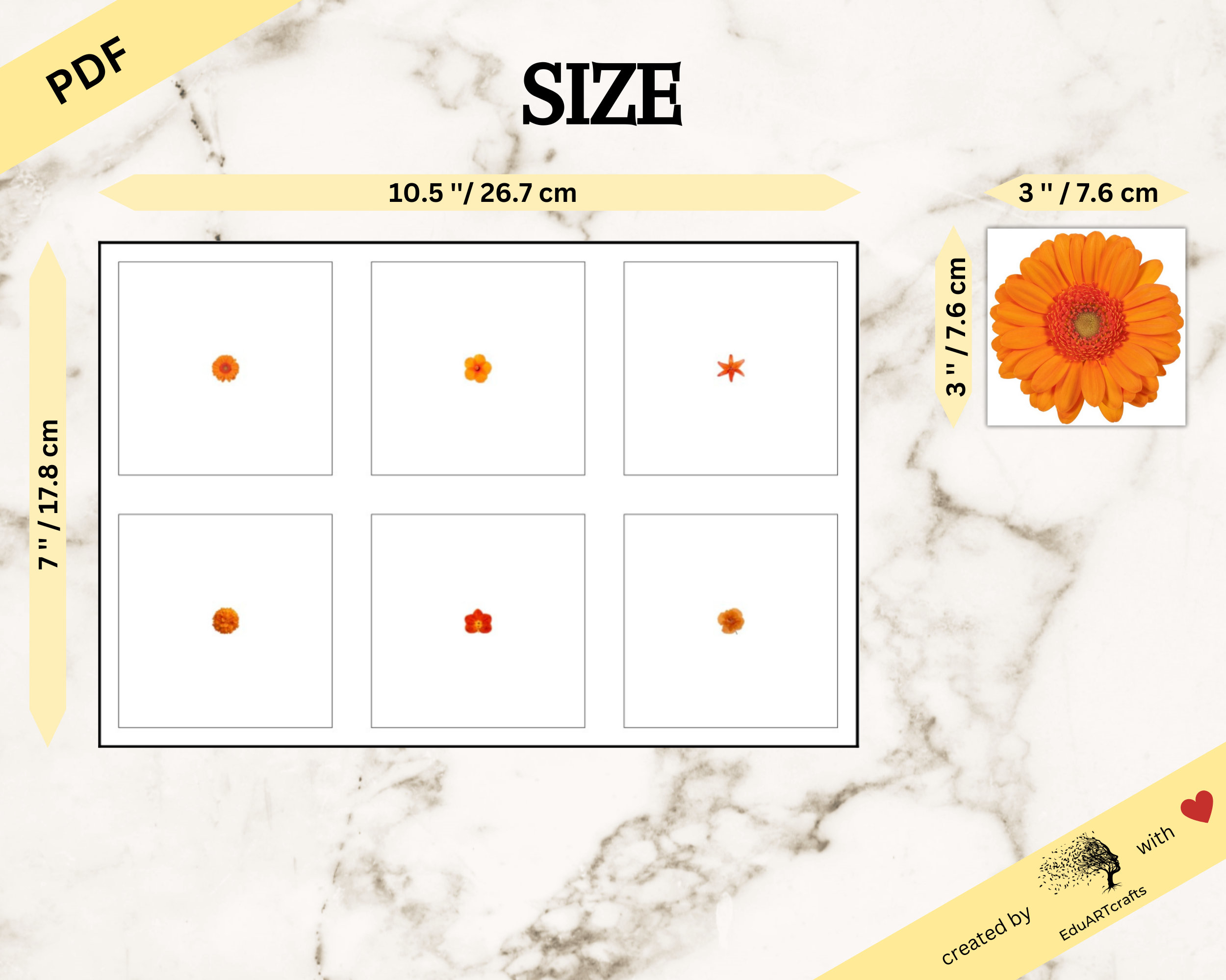 MAGNIFYING GLASS Matching Game - Orange Flowers • Printable Spring ...