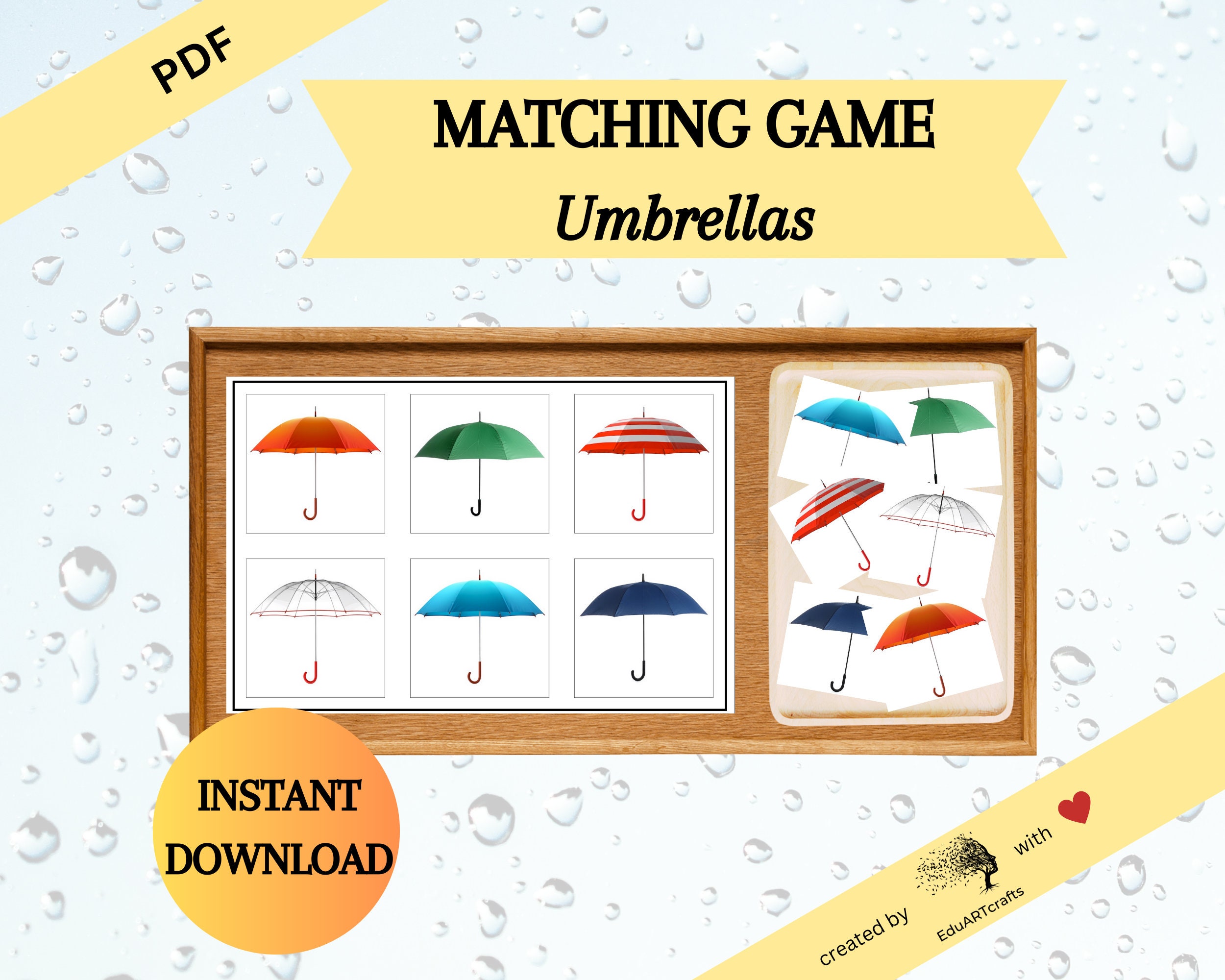 MATCHING GAME - Umbrellas • Printable Activity for Kids • Toddlers and ...