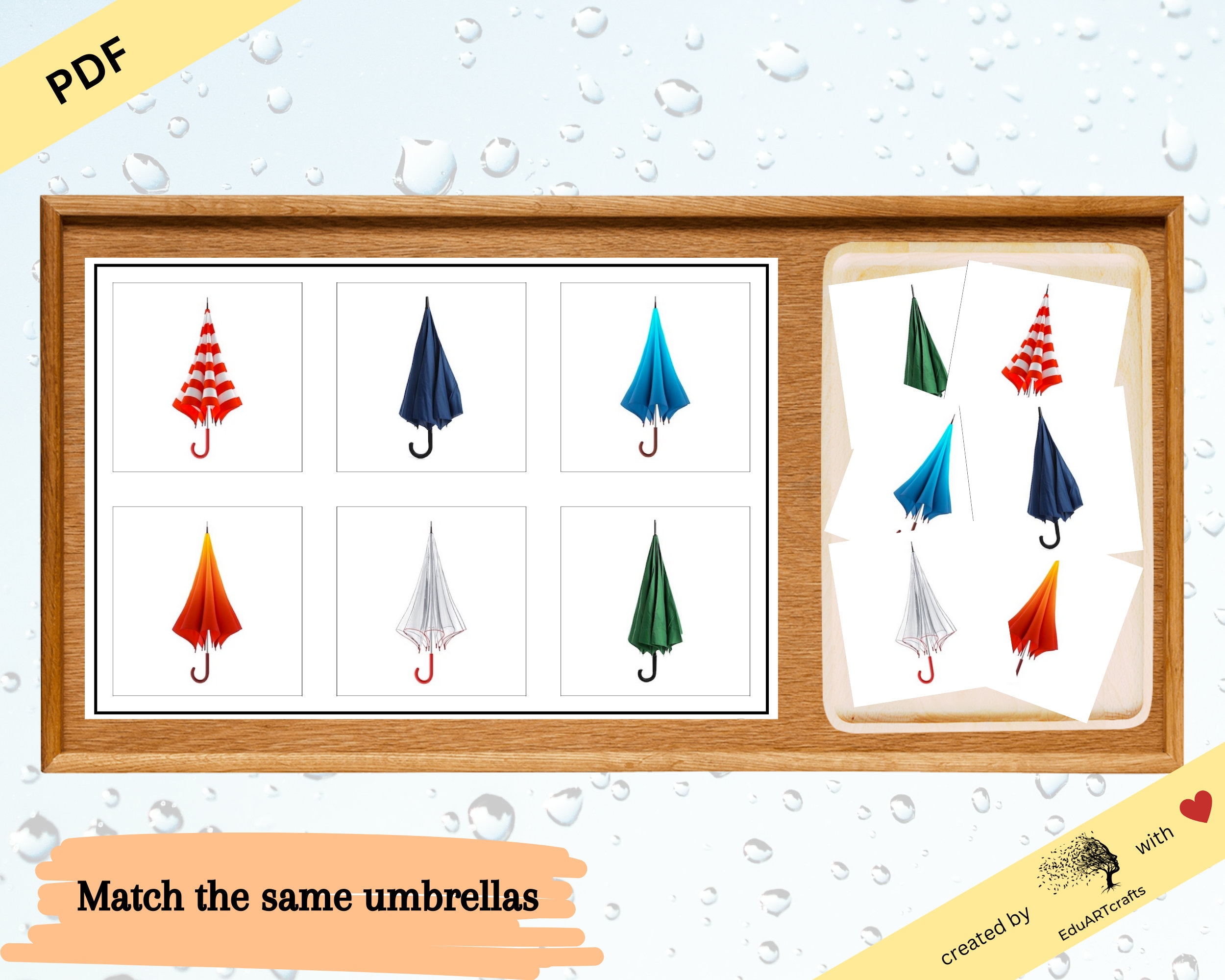 MATCHING GAME - Umbrellas • Printable Activity for Kids • Toddlers and ...