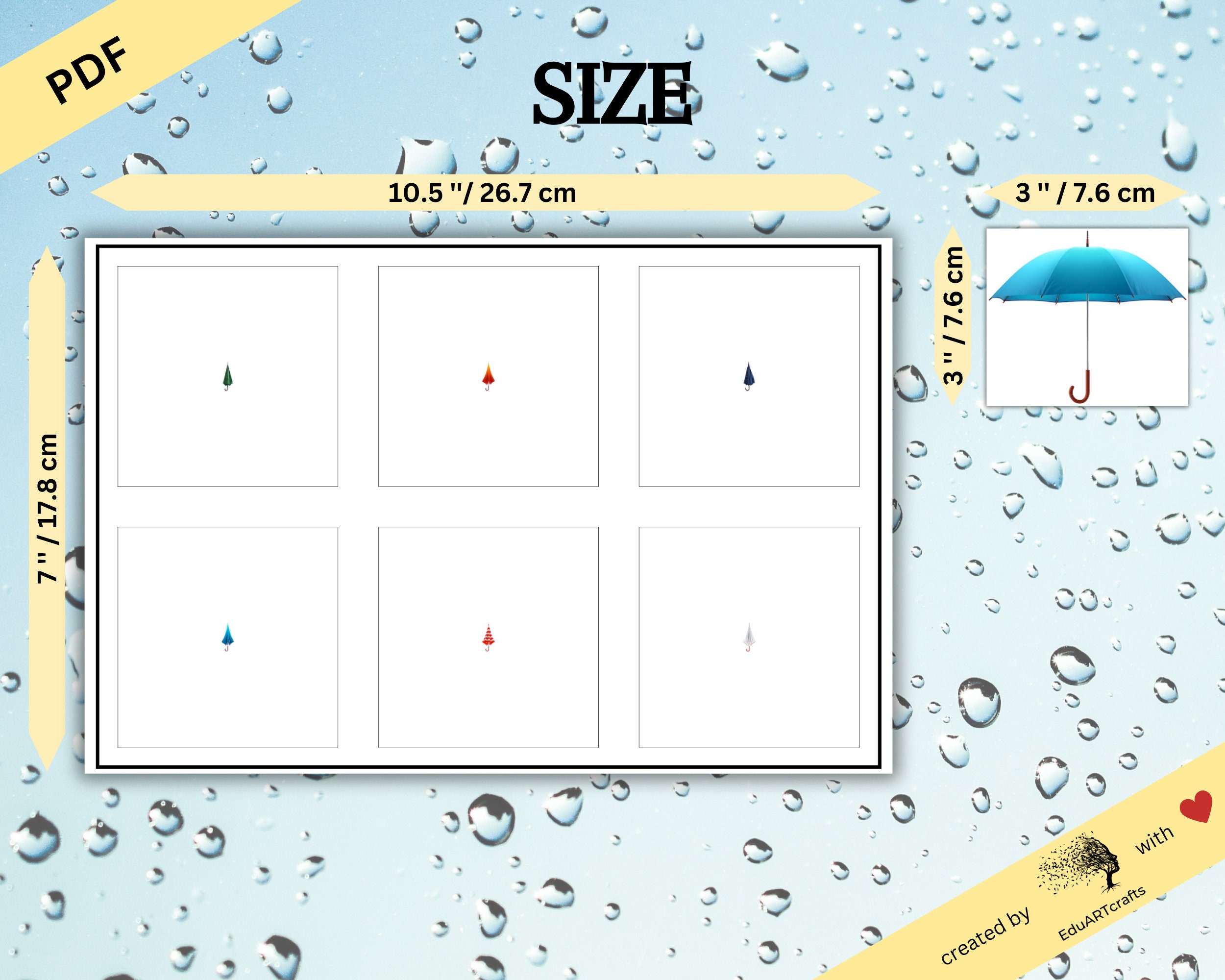 MATCHING GAME Using Magnifying Glass - Umbrellas • Printable Activity ...