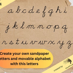 Montessori Lowercase Cursive Alphabet, Movable & Sandpaper Letters ...