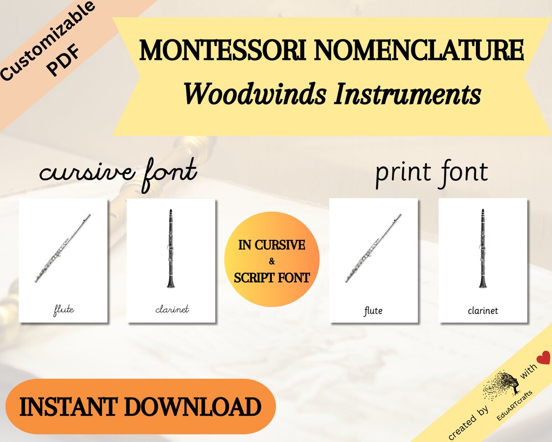 WOODWIND INSTRUMENTS | Nomenclature / 3-part Cards • Montessori ...