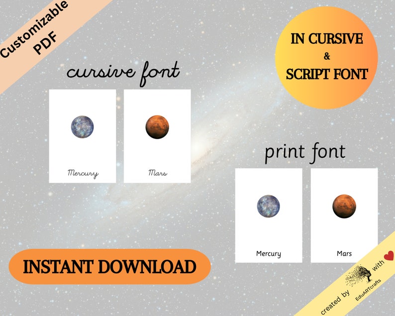 SOLAR SYSTEM | Nomenclature / 3-part Cards • Printable Activity for ...