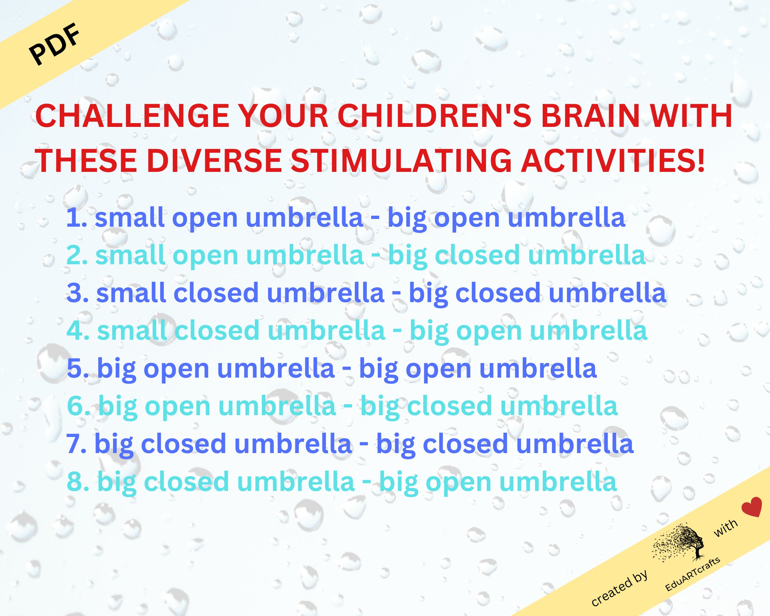 MATCHING GAMES - Umbrellas • Printable Activity for Kids • Toddlers and ...