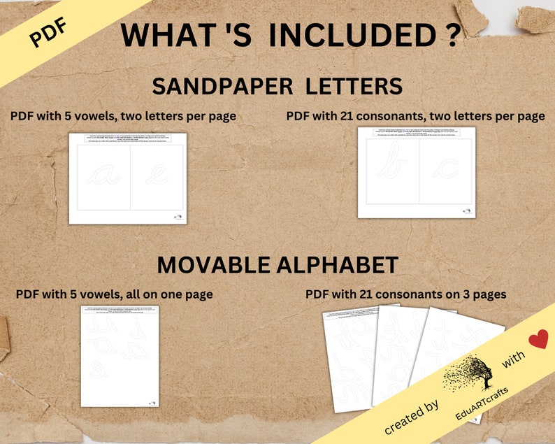 Montessori Lowercase Cursive Alphabet, Movable & Sandpaper Letters ...