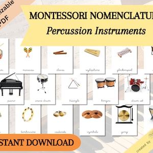PERCUSSION INSTRUMENTS | Nomenclature / 3-part Cards • Realistic Photos ...