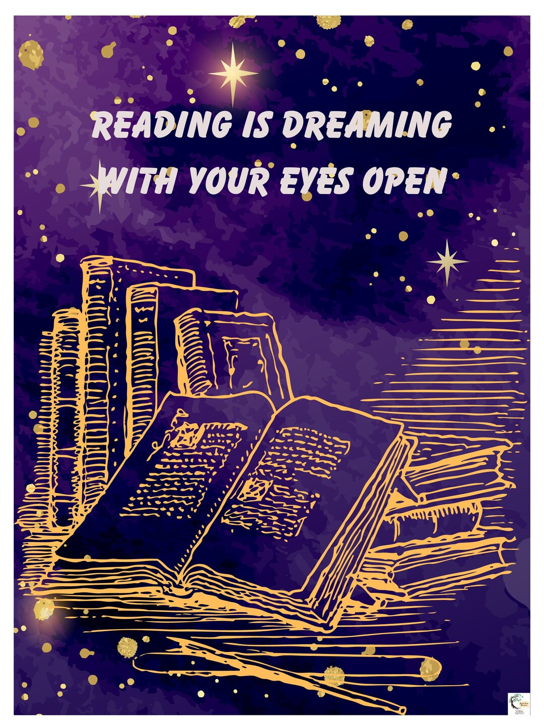 Poster, reading... Reading is Dreaming With Your Eyes Open. - Etsy