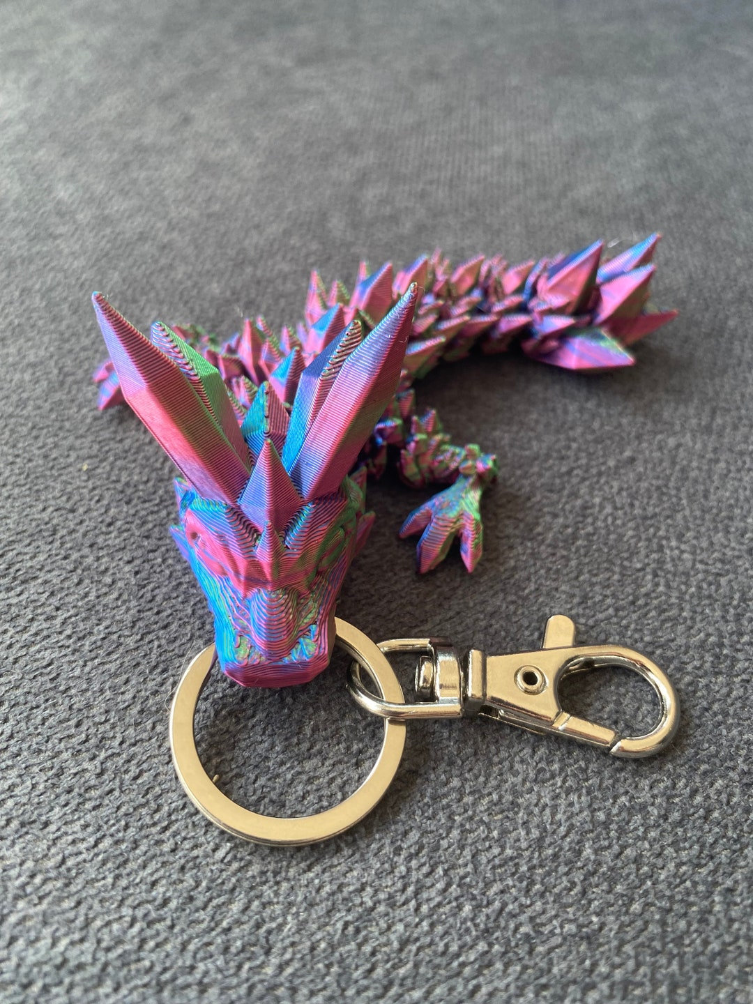 Flexi Tadling Crystal Dragon - Keychain - Charm for Bag - 3D Printed ...