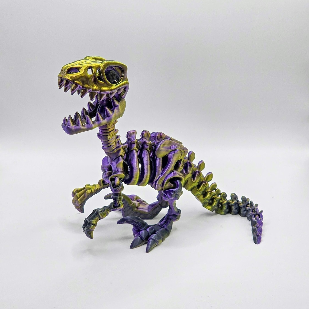 Flexi Skeleton Raptor | 3D Printed Articulating Dinosaur Toy | Dinosaur ...