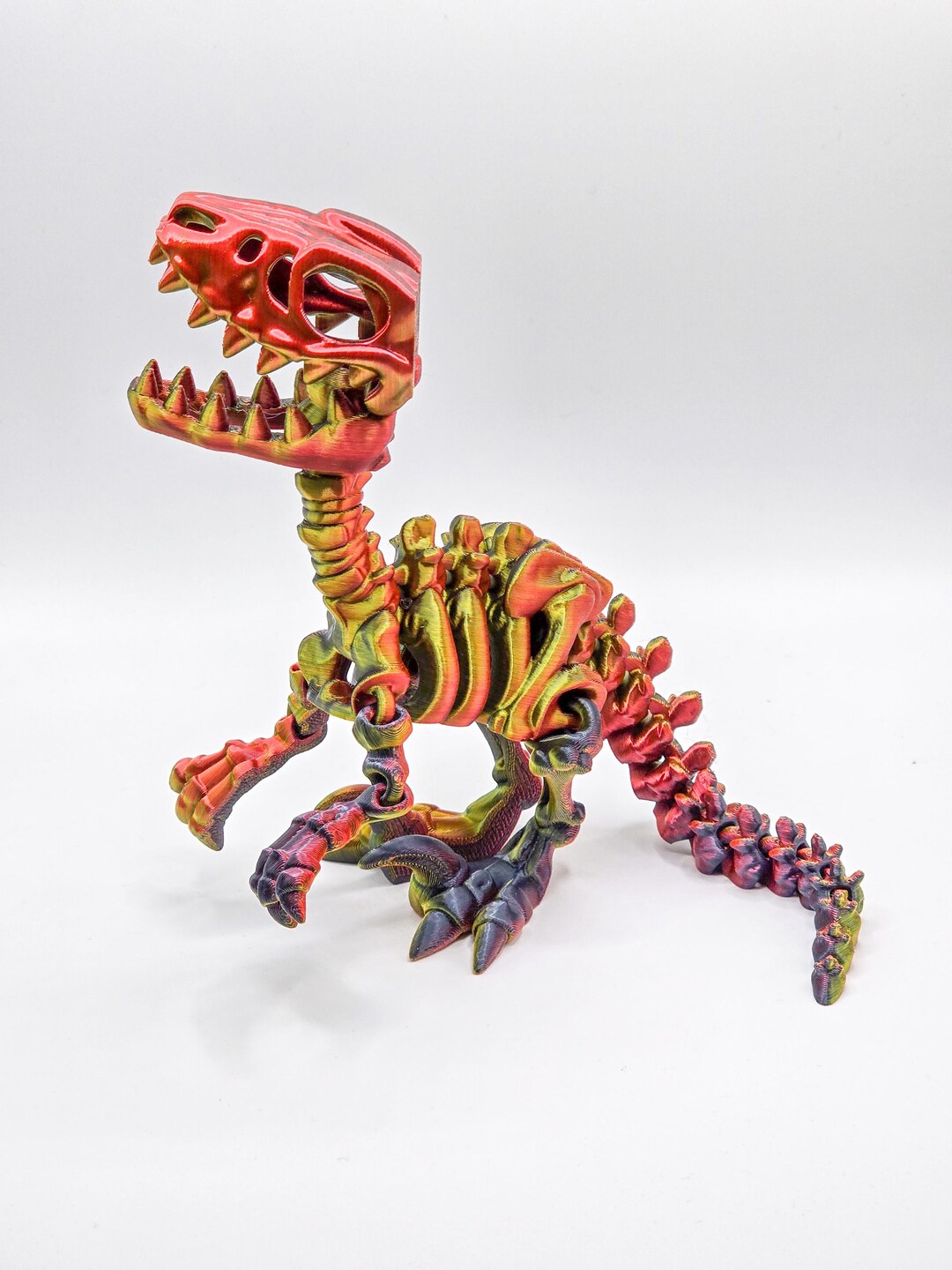 Flexi Skeleton Raptor | 3D Printed Articulating Dinosaur Toy | Dinosaur ...