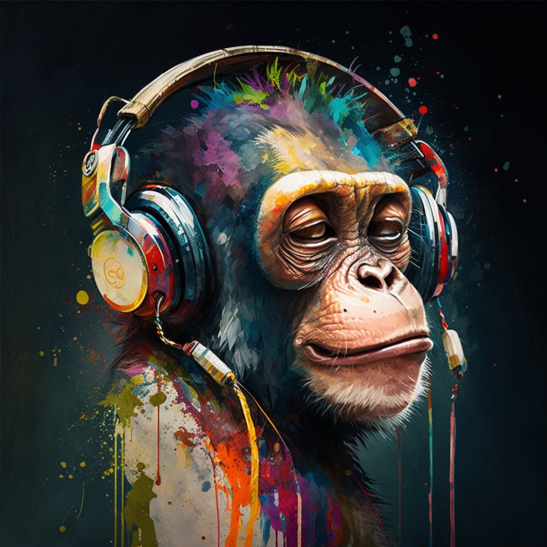 Buy DJ Monkey Poster Monkey Headphones Kids Wall Art Gamer Online in ...