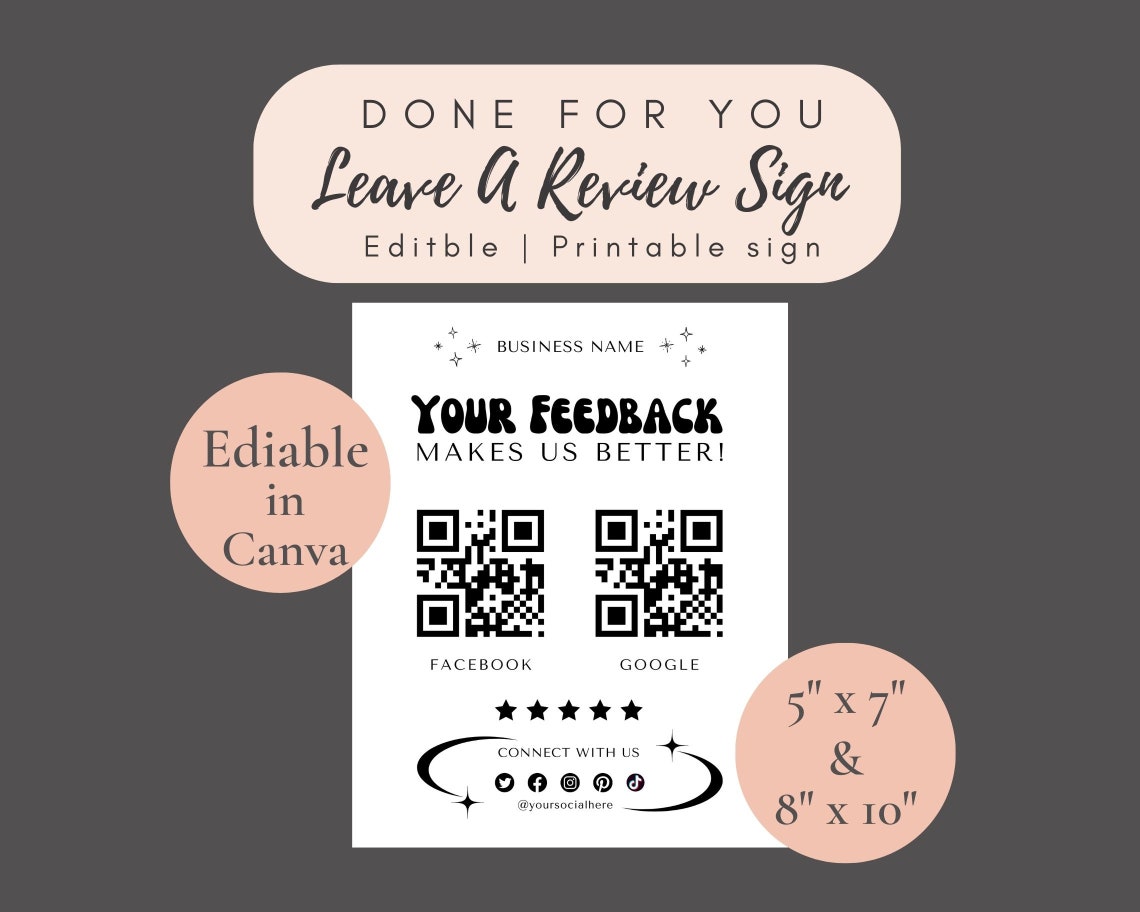 Business Review Sign, Review Qr Sign, Google Review Sign, Business Qr ...