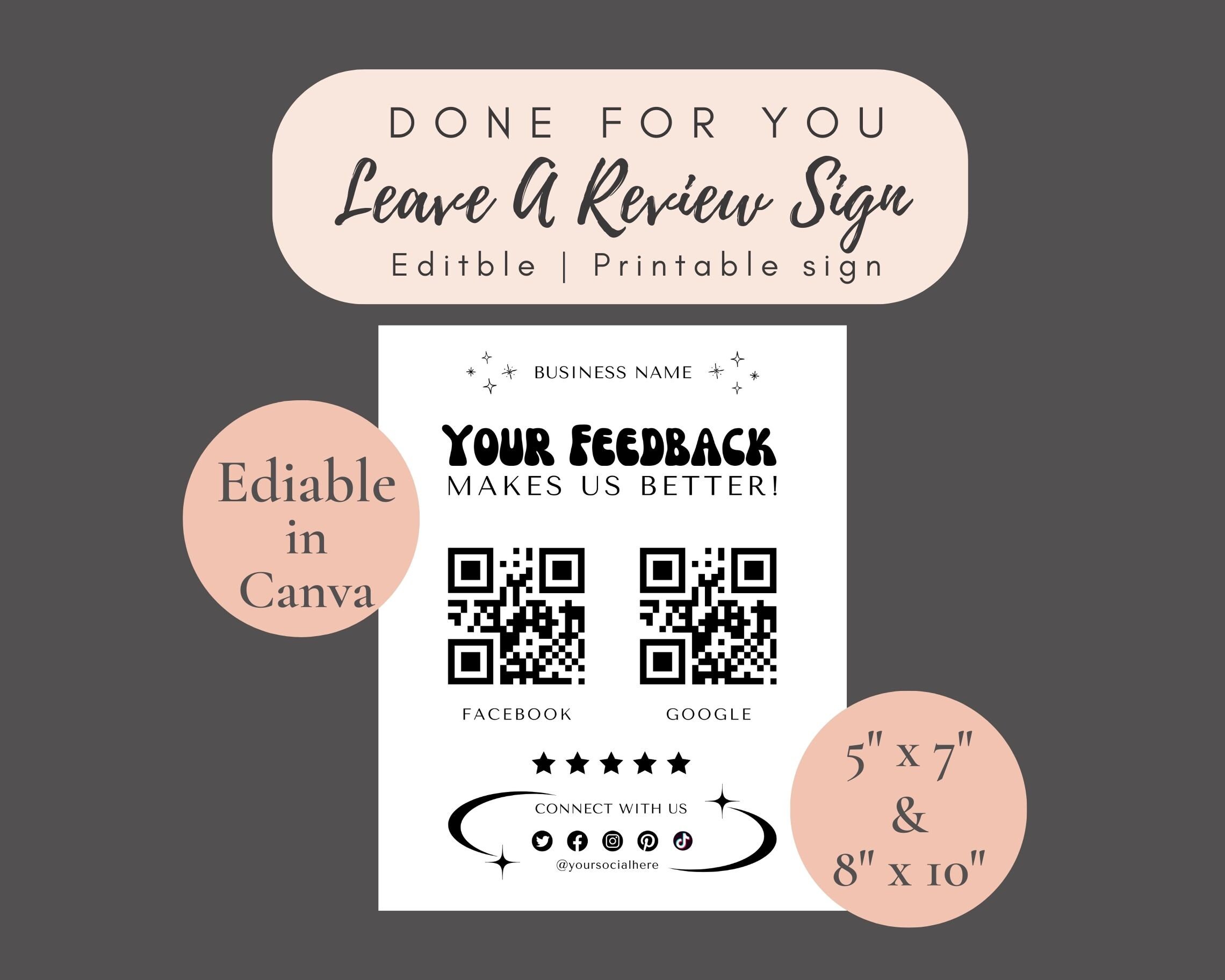 Business Review Sign, Review Qr Sign, Google Review Sign, Business Qr ...