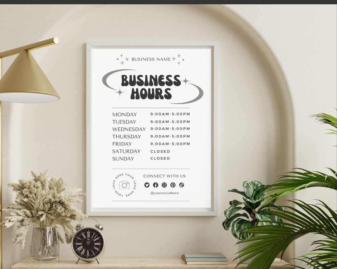 Holiday Hours Sign Template, Business Hours Sign Editable Printable ...