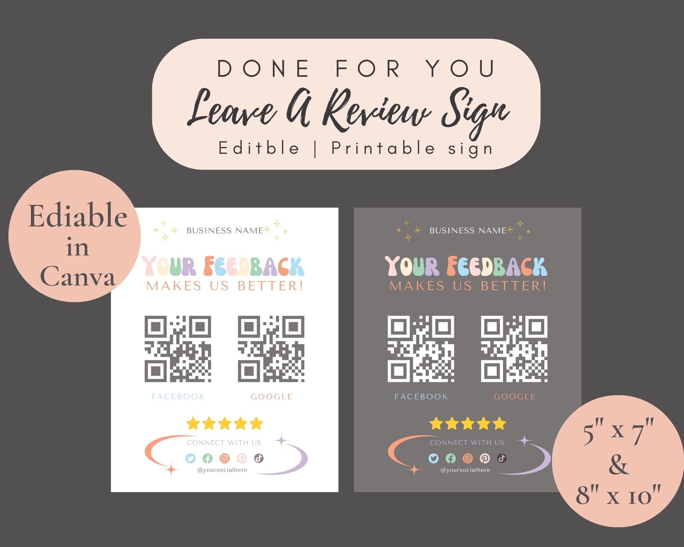 Business Review Sign, Review Qr Sign, Google Review Sign, Business Qr ...