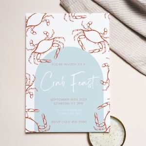 Invitation Crab Feast Invitation Modern Party Crab Invite Seafood ...