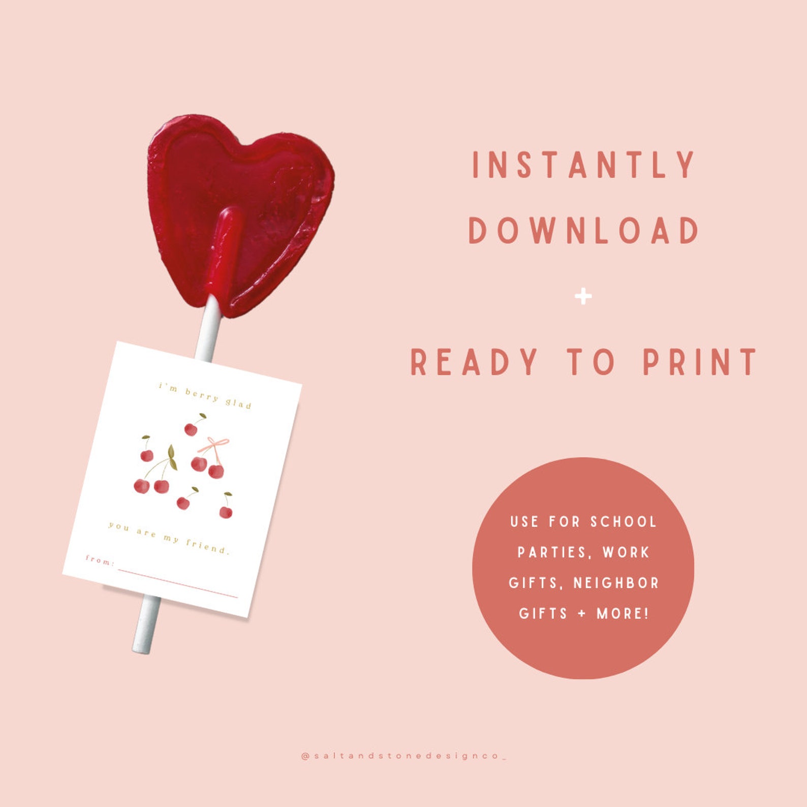 Cherry Valentine's Day Cards Printable Kids Berry Valentine Cards ...