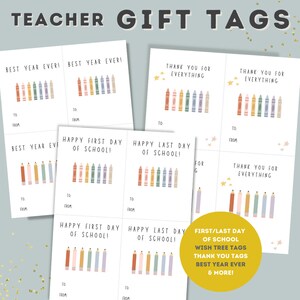 Teacher Gift Tags Printable First Day of School Gift Last Day of School ...