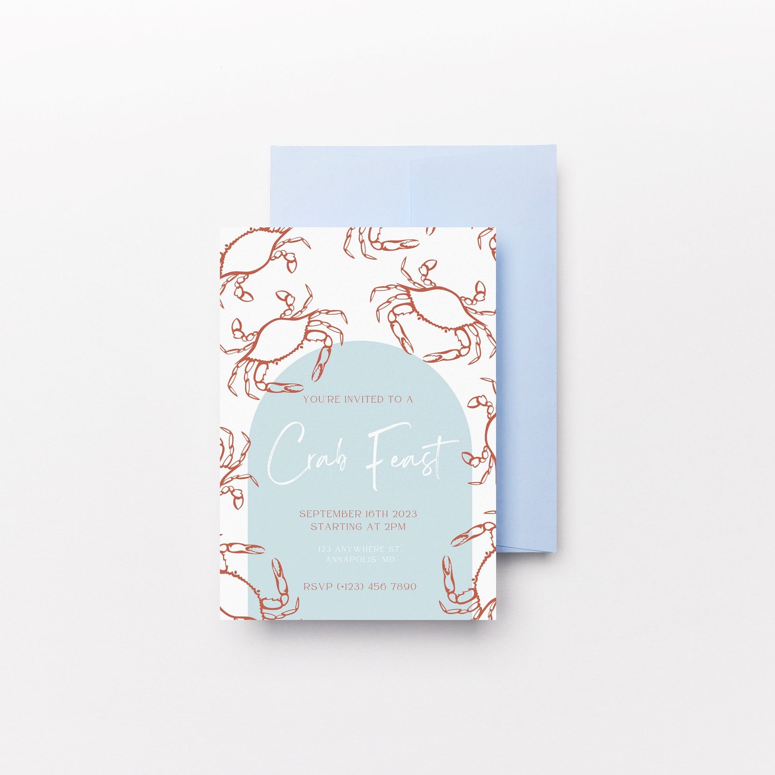 Invitation Crab Feast Invitation Modern Party Crab Invite Seafood ...