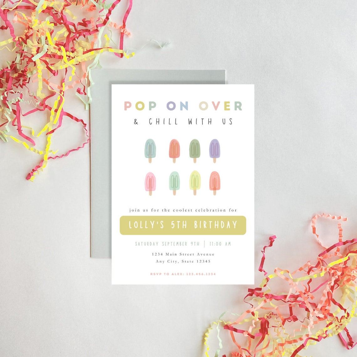 Invitation Summer Birthday Popsicle Invitation Birthday Invite With ...