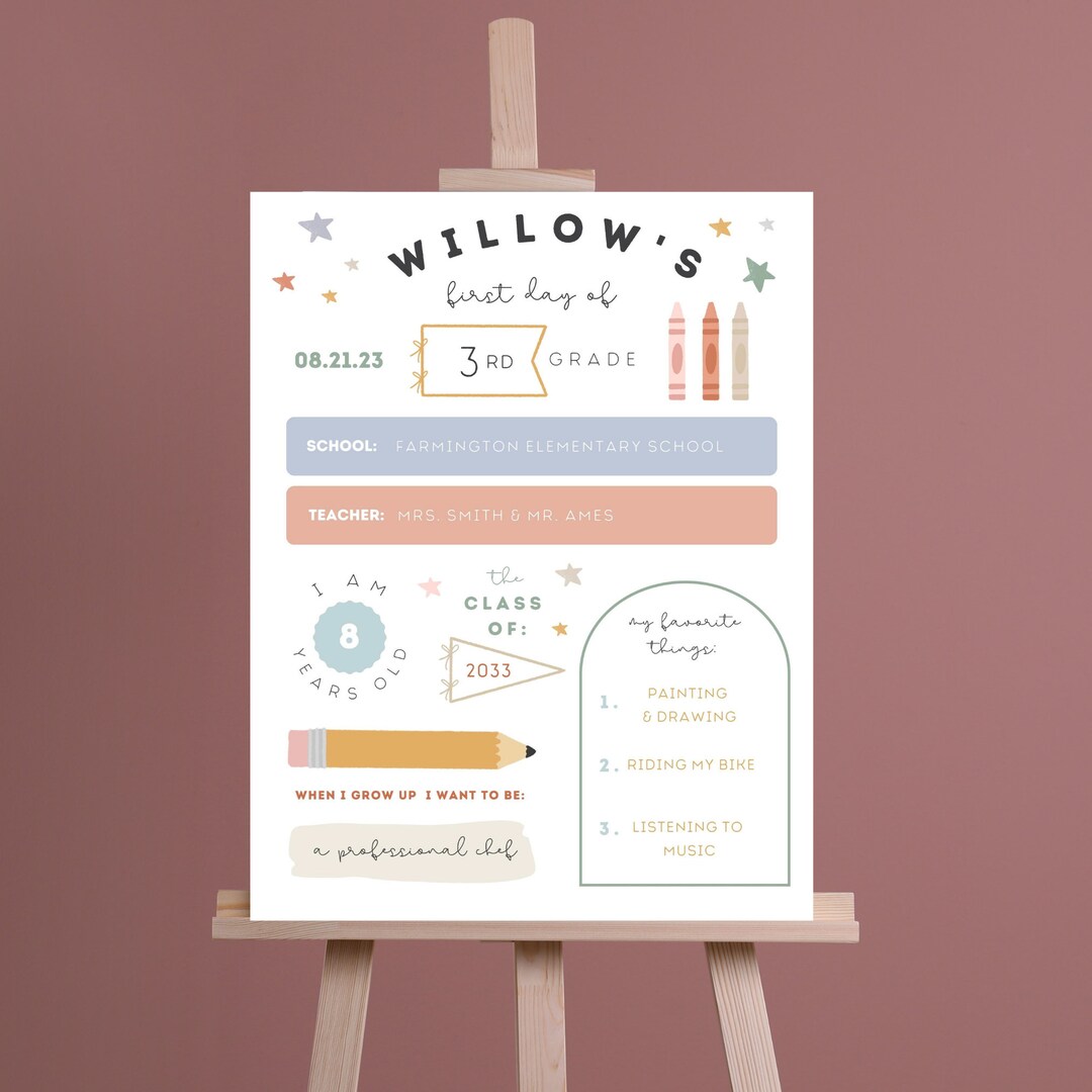 First Day of School Poster Back to School Poster Printable Simple ...