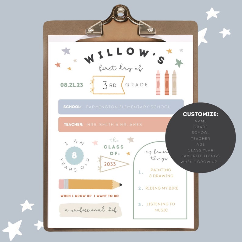 First Day of School Poster Back to School Poster Printable - Etsy