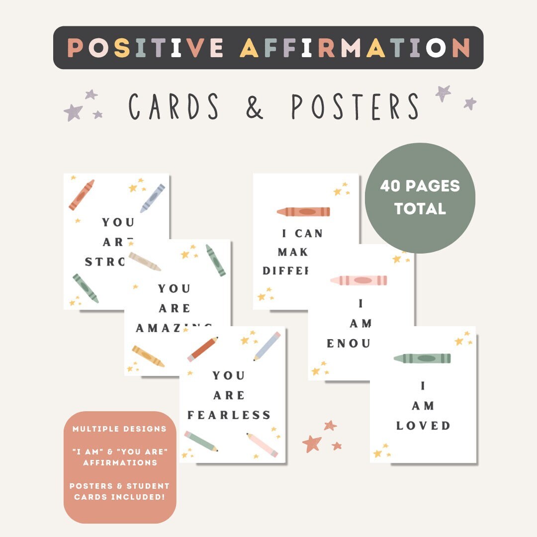 Positive Affirmation Posters Affirmation Cards for Kids School ...