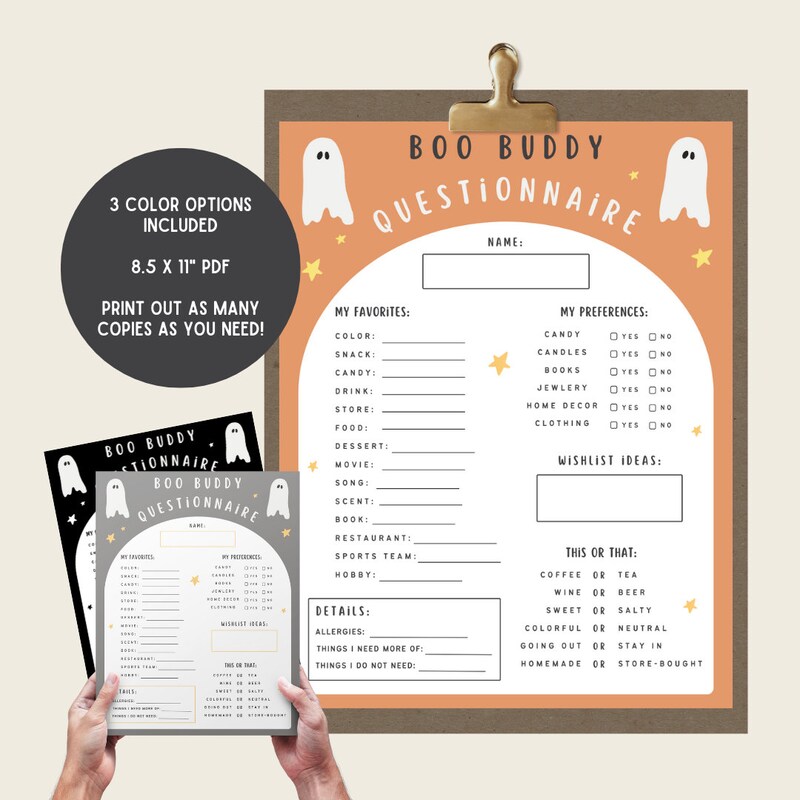 Boo Basket Questionnaire - Etsy