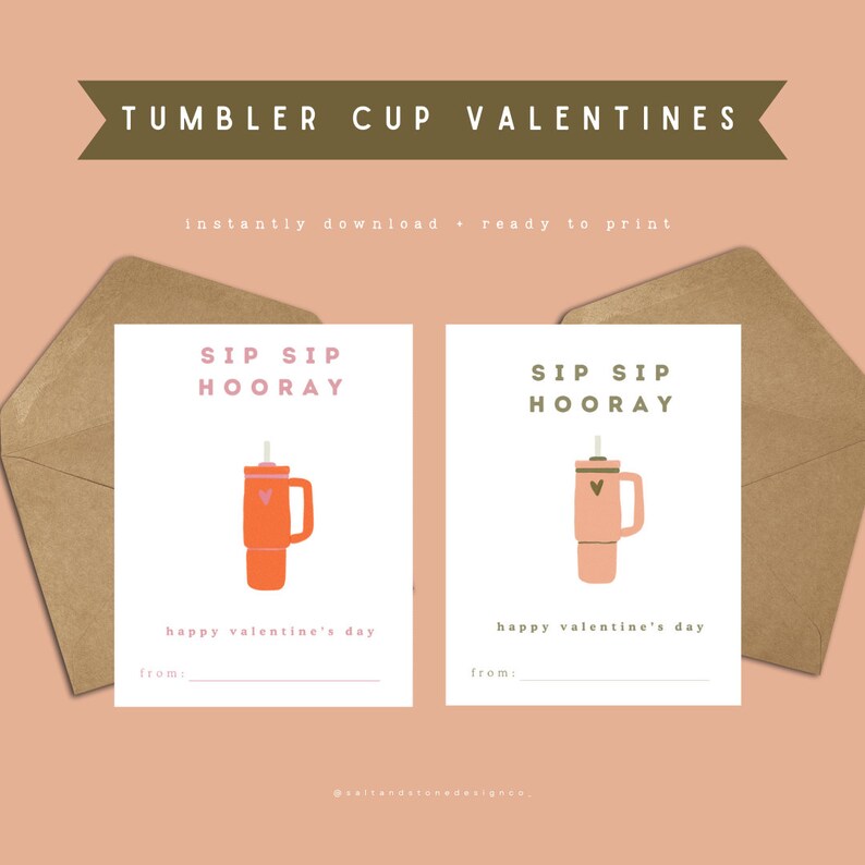Stanley Cup Valentine's Day Cards Printable Kids Tumbler Drink Cup ...