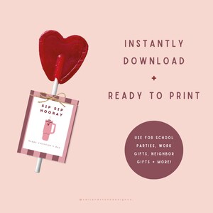 Stanley Cup Valentine's Day Cards Printable Kids Tumbler Drink Cup ...