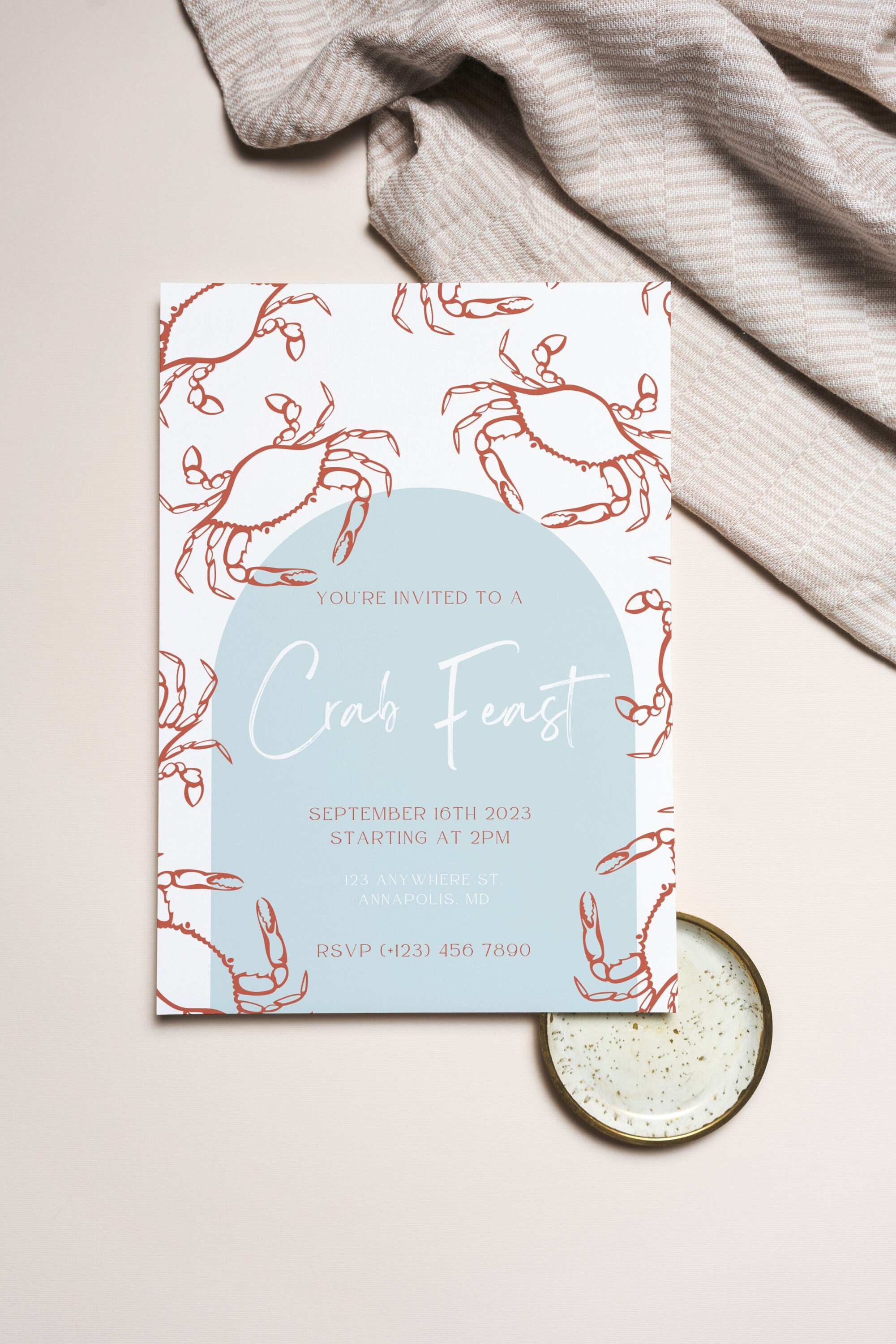 Invitation Crab Feast Invitation Modern Party Crab Invite Seafood ...