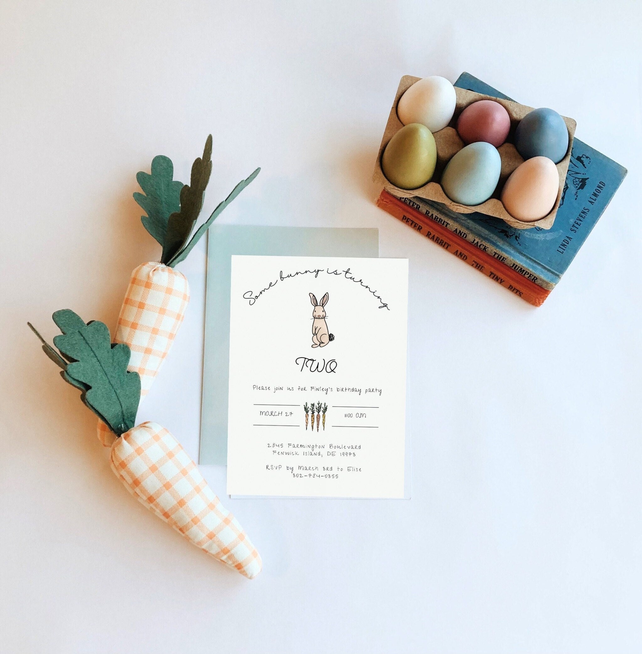 Invitation Bunny Birthday Digital Downland Invitation Rabbit Editable ...