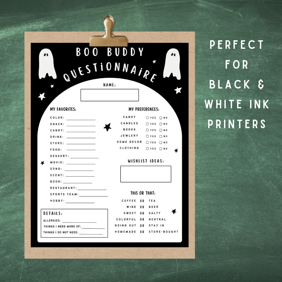 Boo Buddy Questionnaire, Boo Buddies Printable, You've Been Booed ...