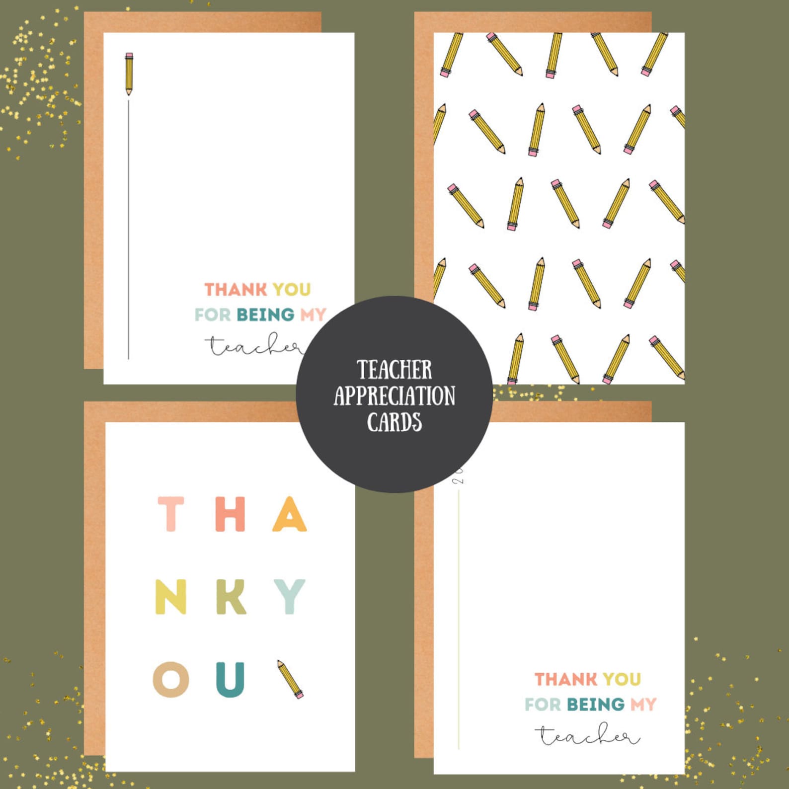 Greeting Card Teacher Thank You Card Hand-drawn Greeting Card ...