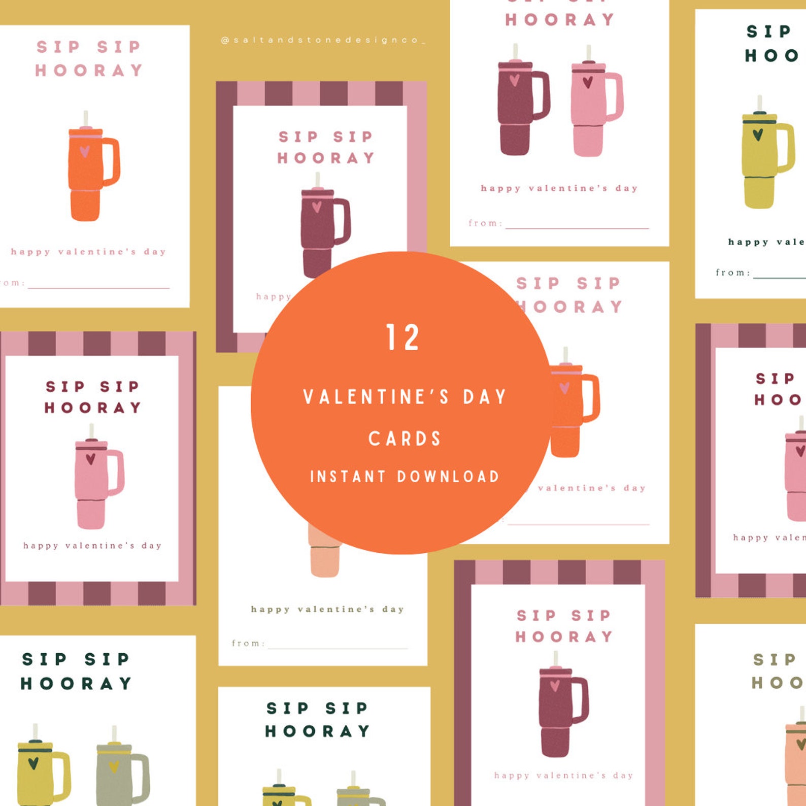 Stanley Cup Valentine's Day Cards Printable Kids Tumbler Drink Cup ...