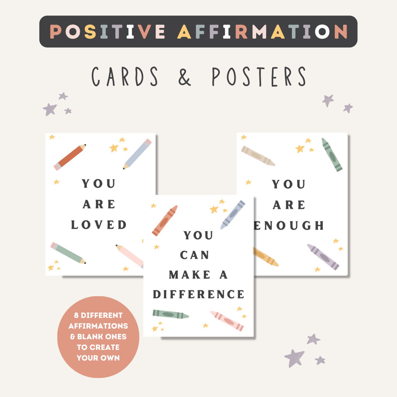 Positive Affirmation Posters Affirmation Cards for Kids School ...